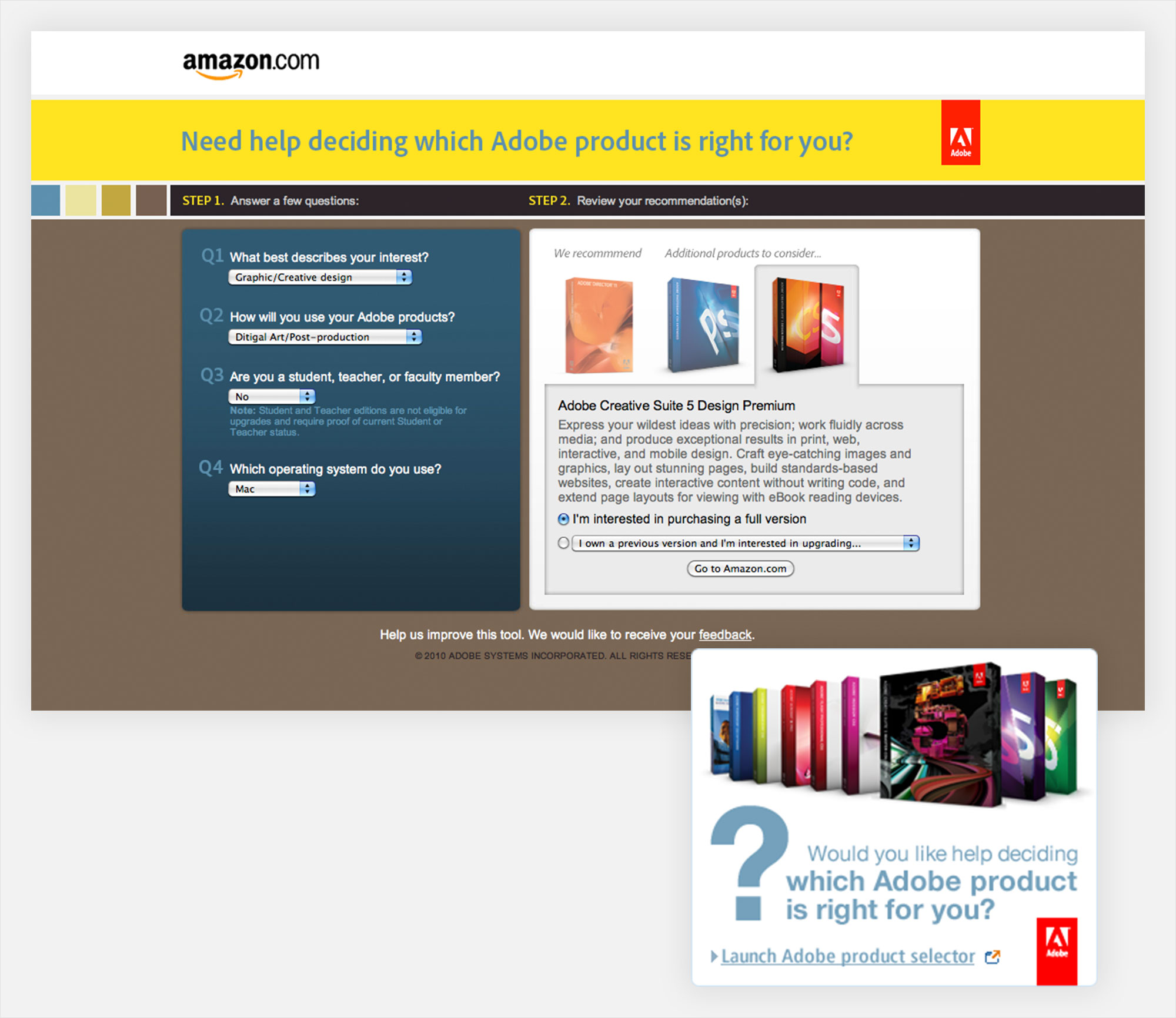 Adobe Product Selector for Amazon.com - Andy Rolphe
